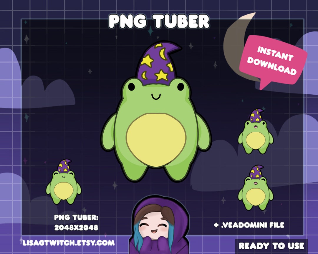WIZARD FROG Pngtuber | Png-tuber Model for Twitch, Youtube, Discord | Streaming Graphics | Cute ...