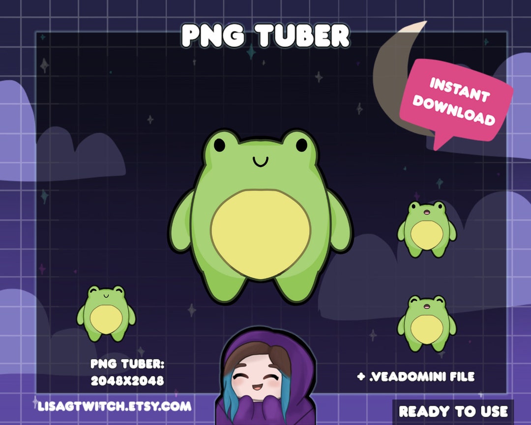FROG PNGTUBER | Png-tuber Model for Twitch, Youtube, Discord | Streaming Graphics | Cute Assets ...