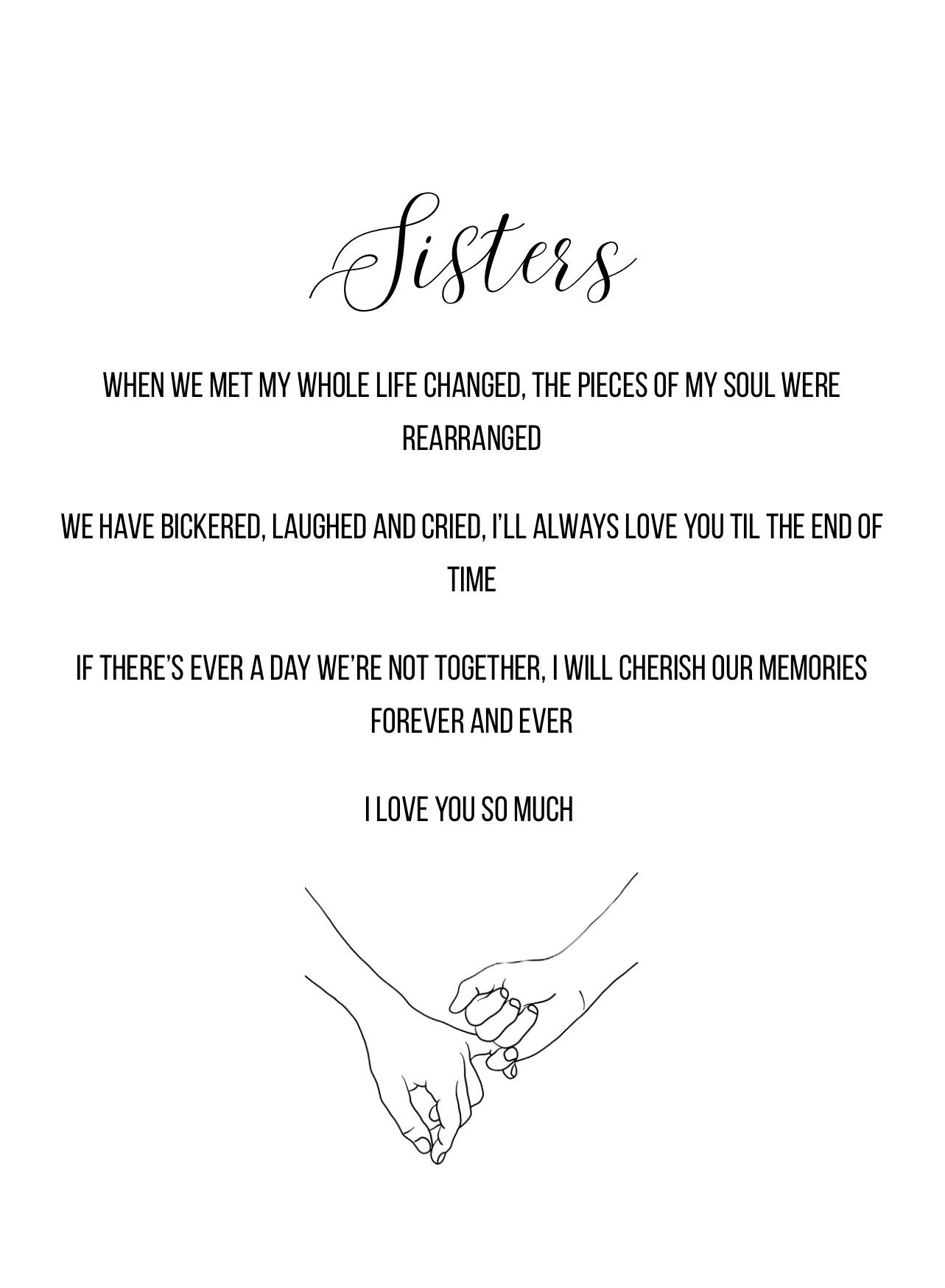 Sisters Poem Print, Poem for Sister, Sisters Bond, Sister Gift, Gifts ...
