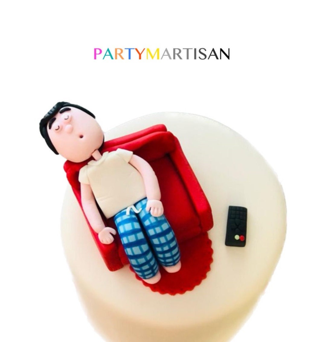 Sleepy Man Cake Topper/father Cake Topper/husband Cake Topper/sofa Cake ...
