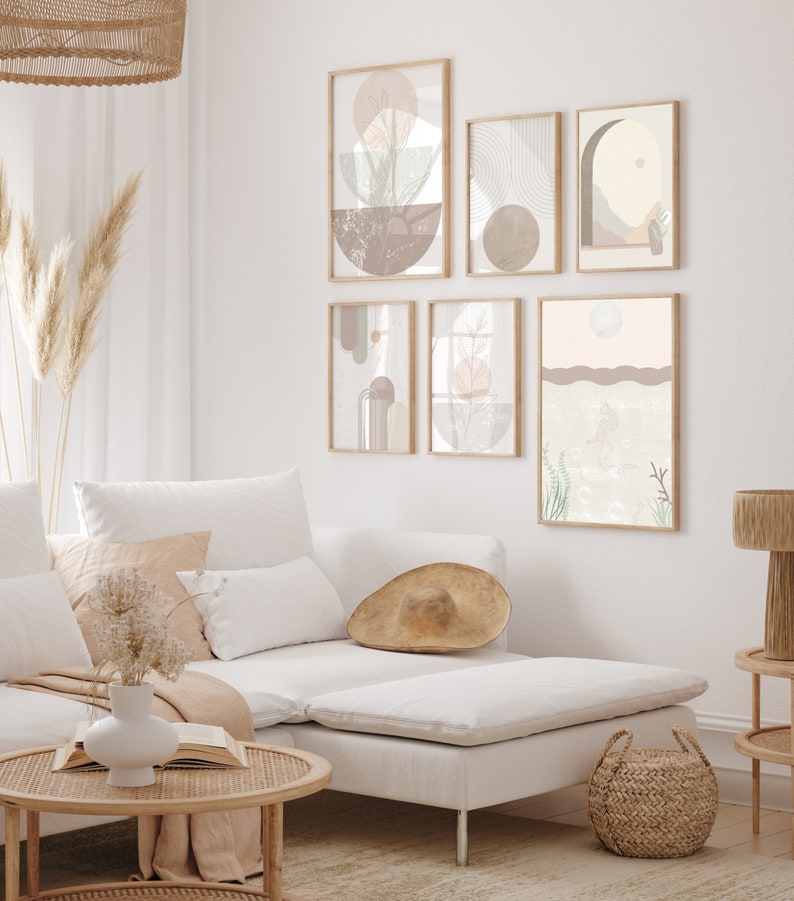 Scandi Gallery Wall Soft Tones Wall Print, Minimalist Soft Tones ...