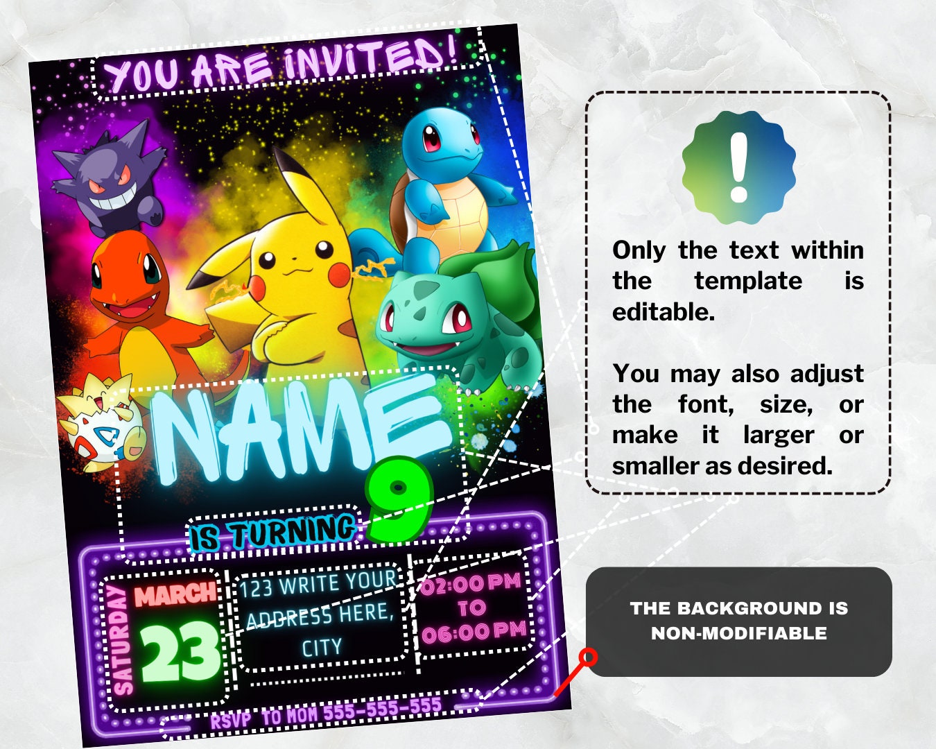 Pokemon Birthday Invitation | Kids Birthday Invite | Canva Digital ...