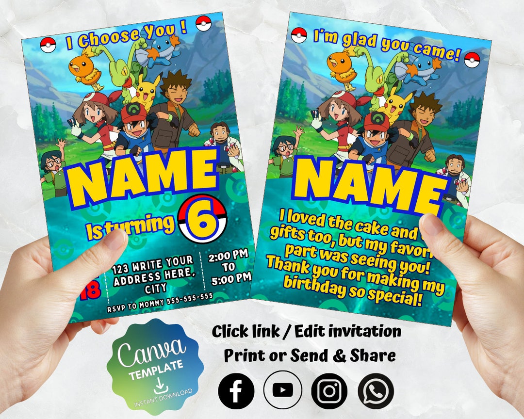 Invitación de cumpleaños de Pokémon / Invitación de cumpleaños para ...
