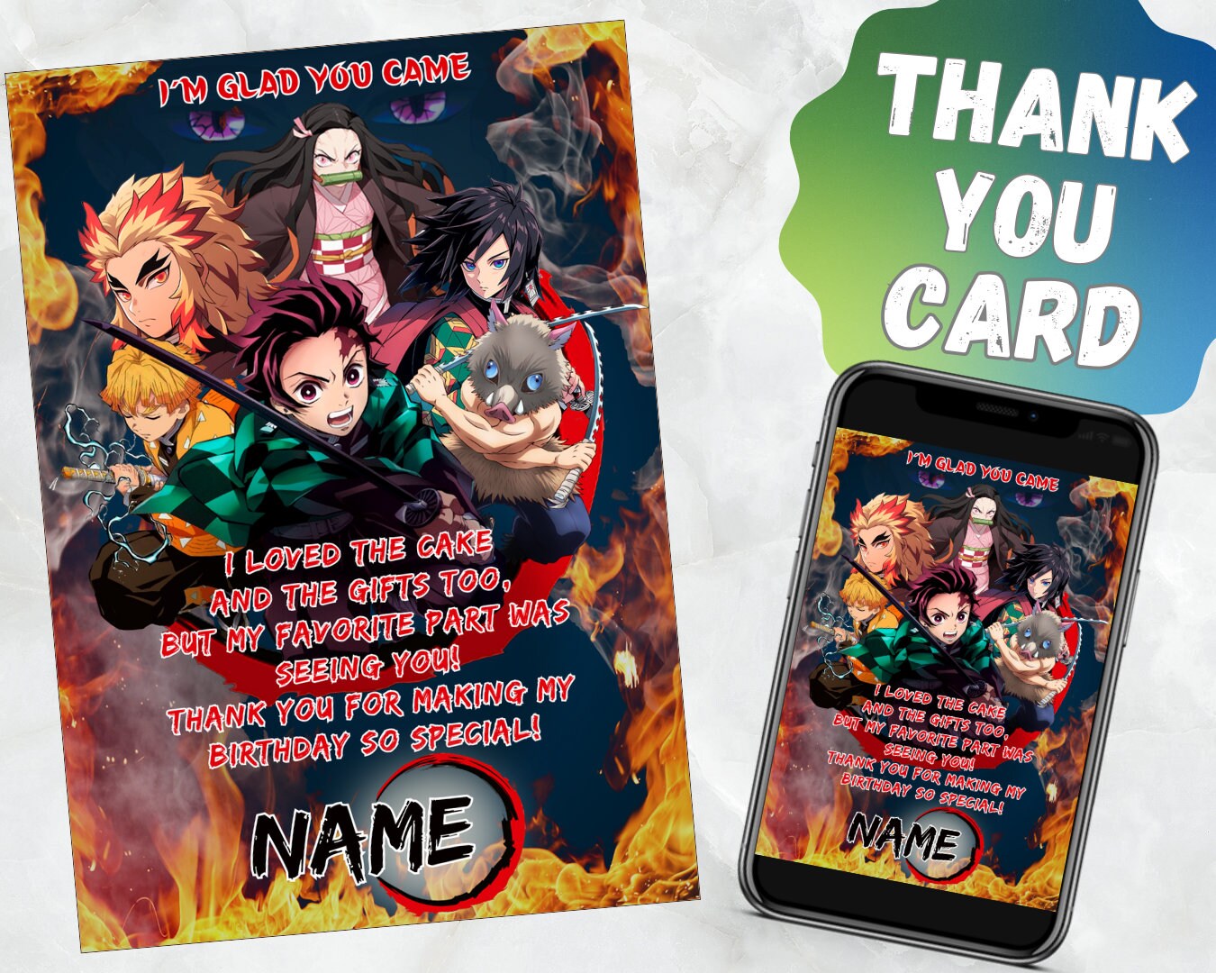 Demon Slayer Birthday Invitation | Kids Birthday Invite | Canva Digital ...