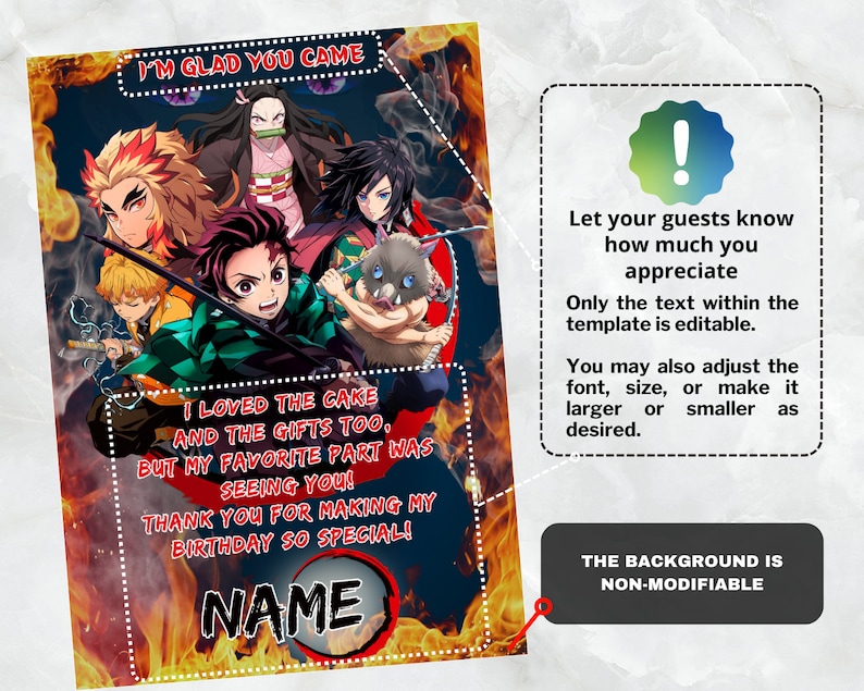 Demon Slayer Birthday Invitation | Kids Birthday Invite | Canva Digital ...