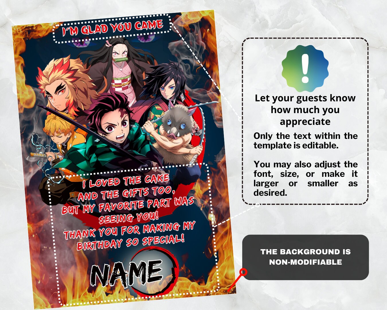 Demon Slayer Birthday Invitation | Kids Birthday Invite | Canva Digital ...