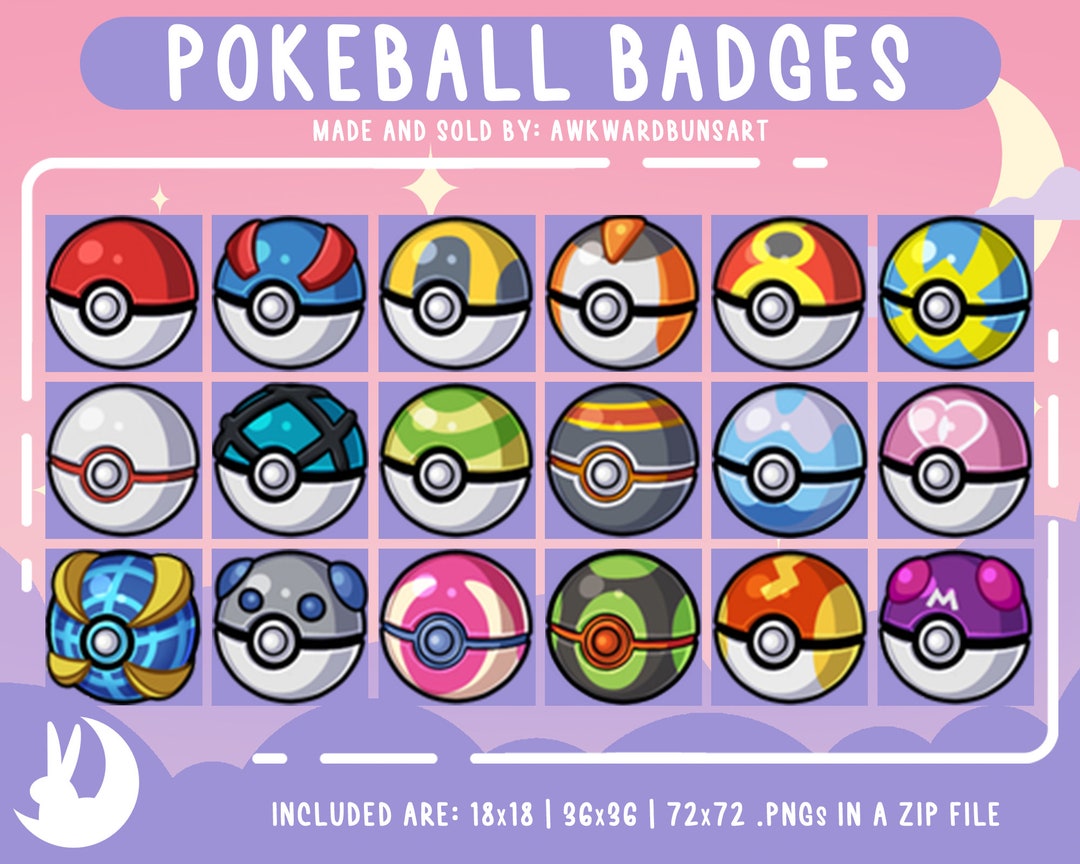 Pokeball Twitch Sub Badges Bit Badges Fandom Kawaii Streamer