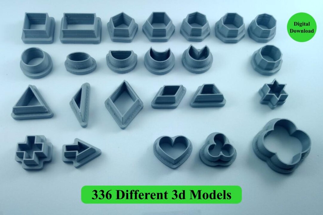 24 Geometric Shape Cutters for Clay & Cookies STL Digital Files With 7 ...