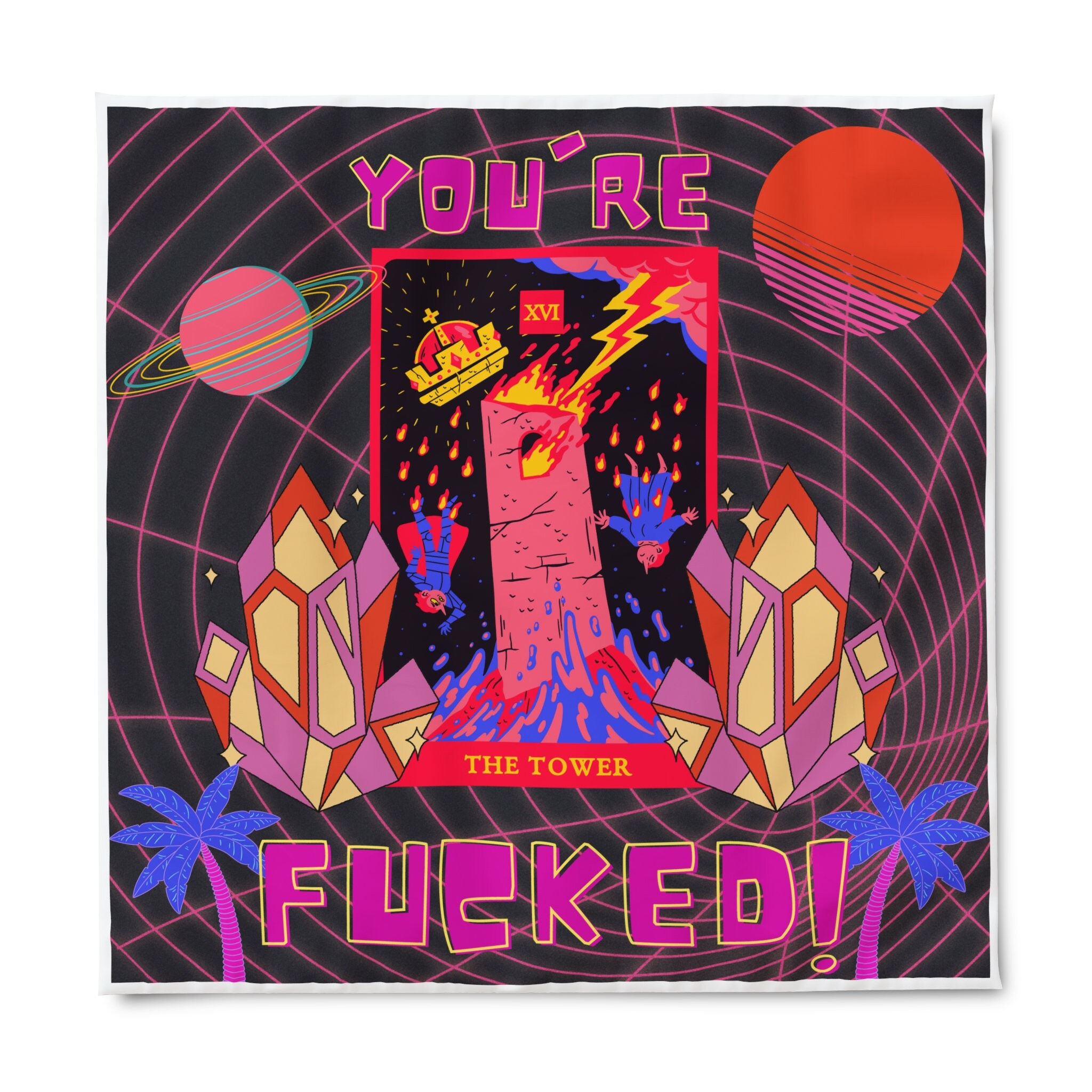 Vaporwave Tarot Tower Card Duvet Cover Funny Comforter Blanket - Etsy