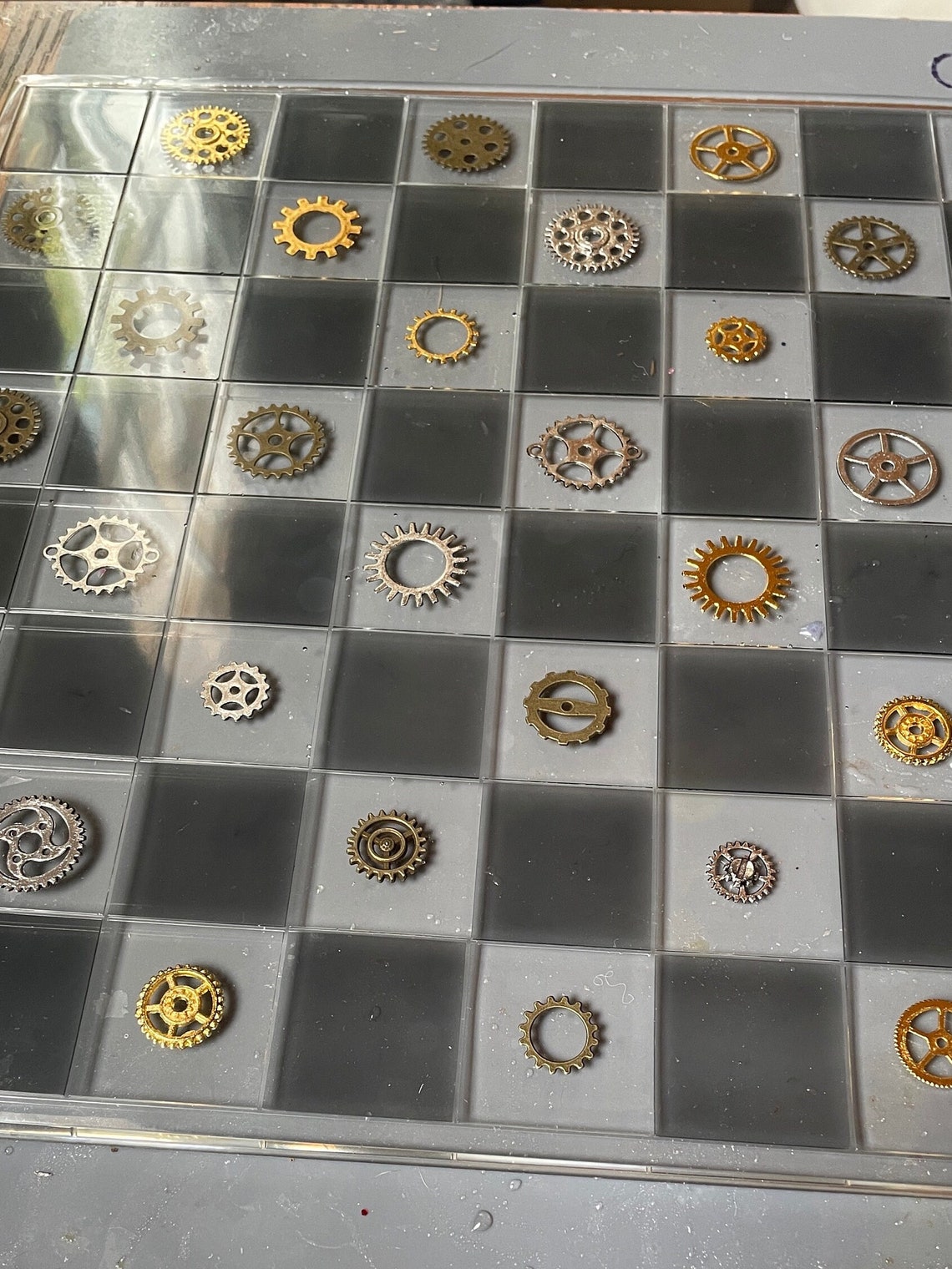 Steampunk Gear Resin Chess Set With Black and Grey Pieces - Etsy