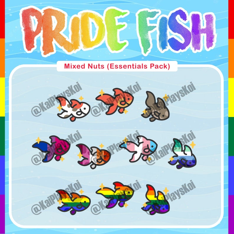 Pride Essentials Pack Pride Fish Emotes for Twitch Discord - Etsy