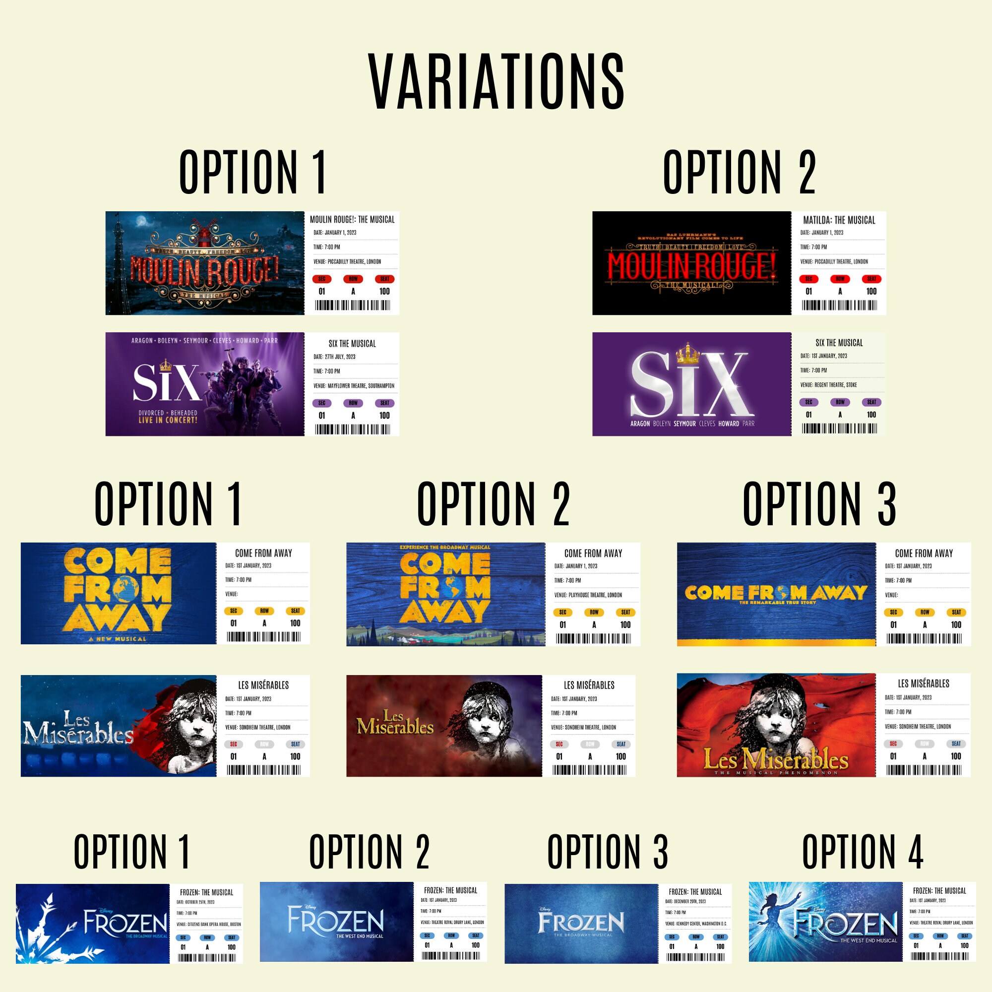 Personalised Musical Theatre Tickets, Customizable Theatre Ticket ...