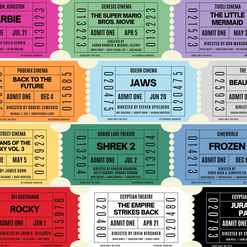 Personalised Movie Ticket Stub, Keepsake, Gift, Scrapbook, Customizable ...