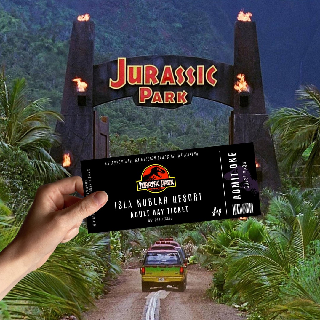 Jurassic Park Movie Prop Ticket, Isla Nublar Souvenir, Collectible Gift ...