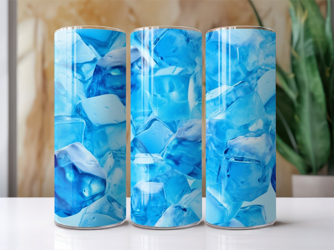 Crushed Ice Cubes 20 Oz. Skinny Tumbler Wrap Sublimation Design Digital ...