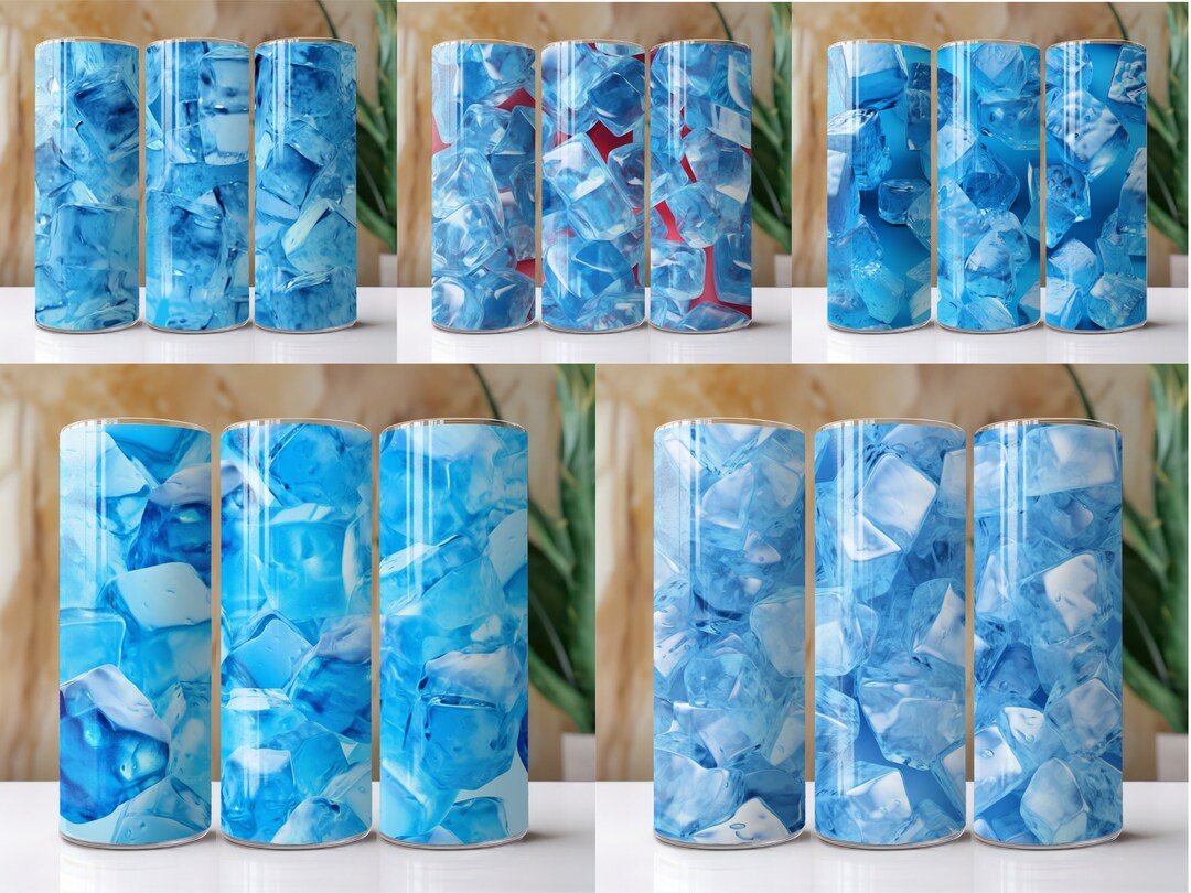 Set of 5 Crushed Ice Cubes 20 Oz. Skinny Tumbler Wrap Sublimation ...