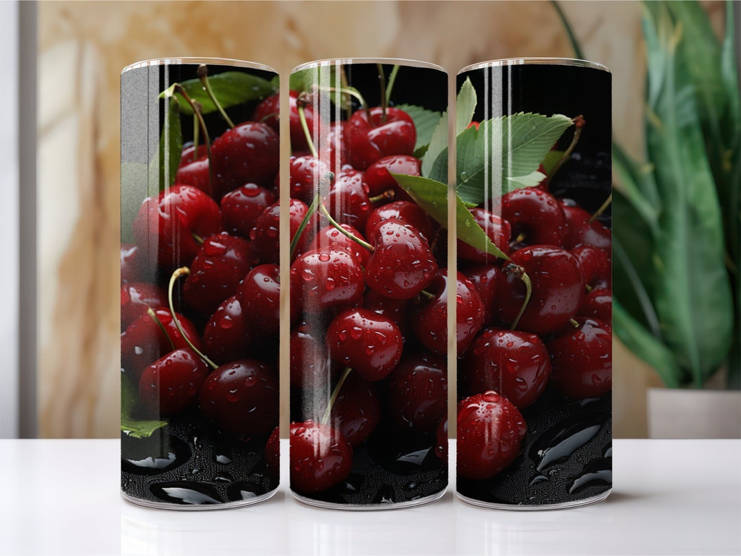 Cherries 20 Oz. Skinny Tumbler Wrap Sublimation Design Digital Download ...