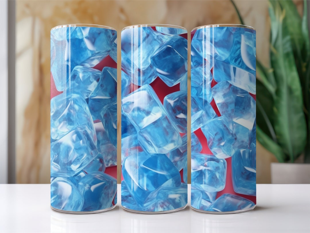 Crushed Ice Cubes 20 Oz. Skinny Tumbler Wrap Sublimation Design Digital ...