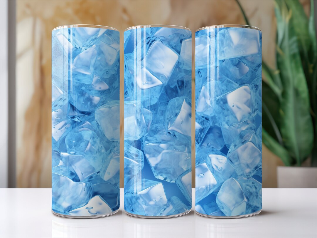 Crushed Ice Cubes 20 Oz. Skinny Tumbler Wrap Sublimation Design Digital ...