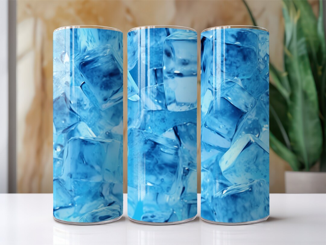 Crushed Ice Cubes 20 Oz. Skinny Tumbler Wrap Sublimation Design Digital ...