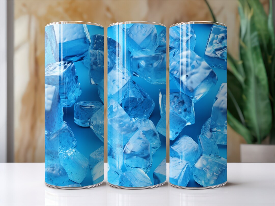 Crushed Ice Cubes 20 Oz. Skinny Tumbler Wrap Sublimation Design Digital ...