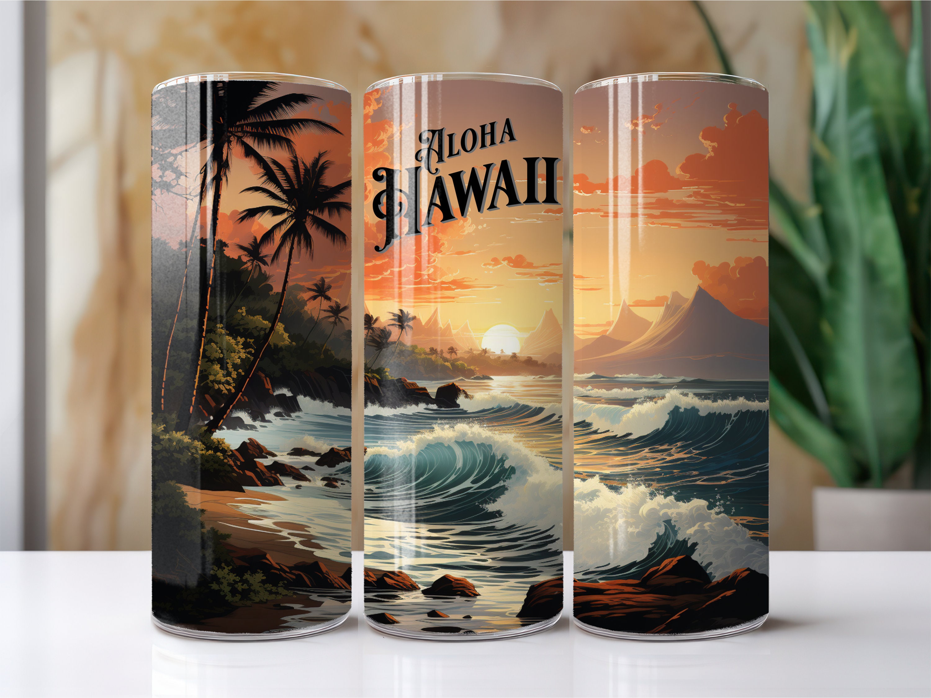 Aloha Hawaii 20 Oz. Skinny Tumbler Wrap Sublimation Design Digital ...