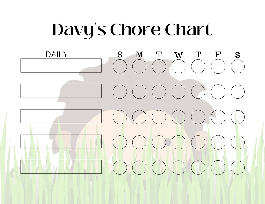 Kid's Blank Chore Charts Customizable Horizontal - Etsy