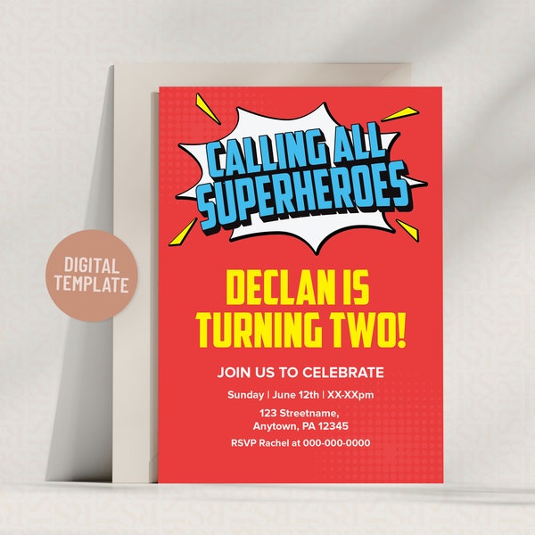 Calling All Superheroes Invitation - Etsy