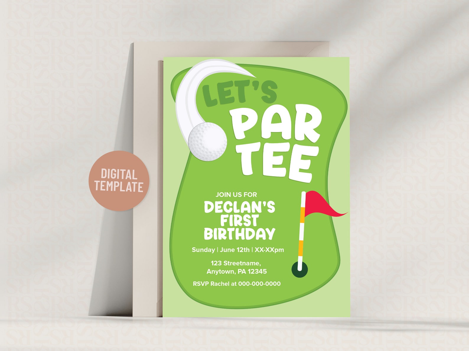 Let's Partee Boy's Birthday Party Golf Themed Invitation Editable ...