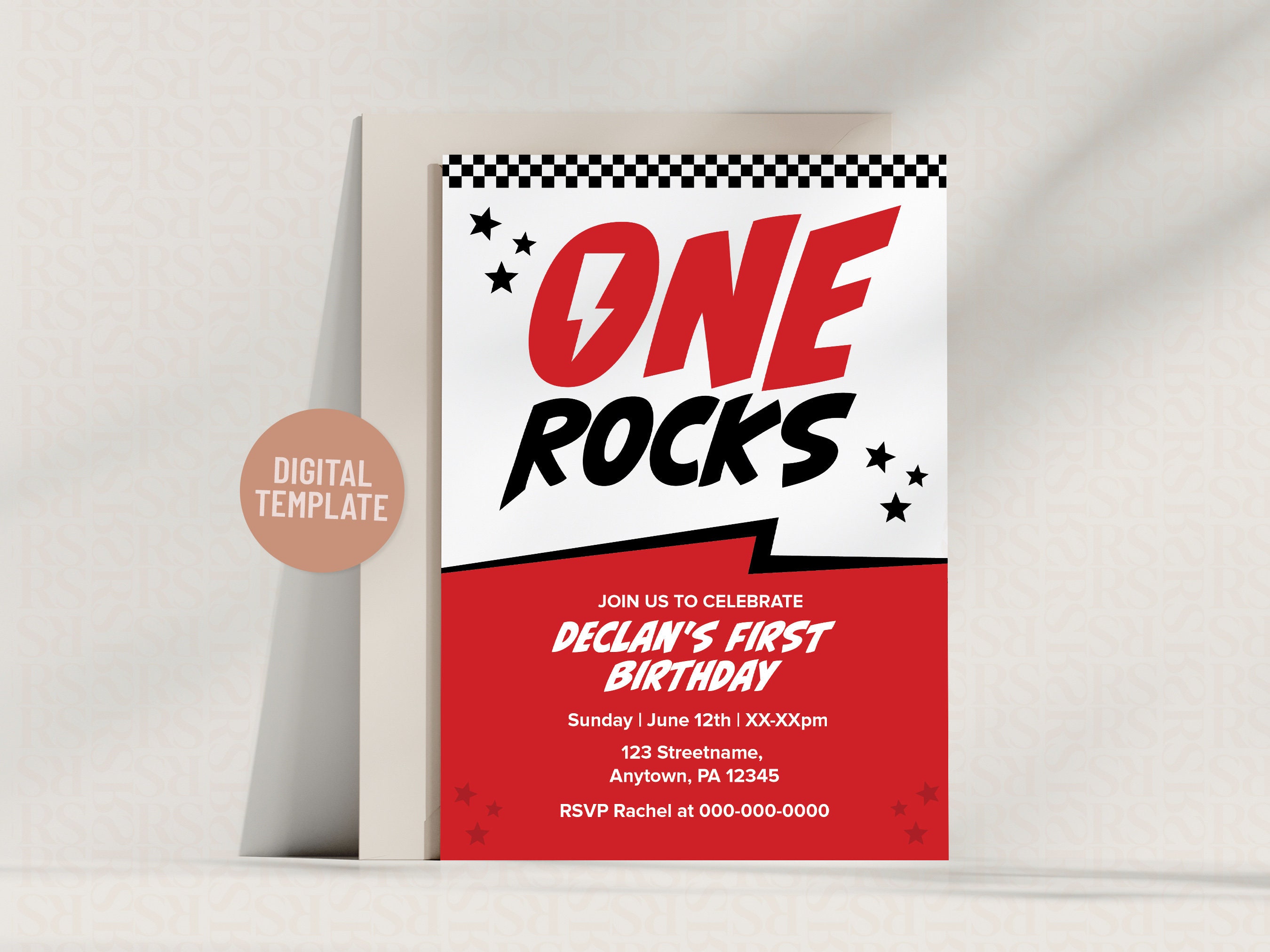 Editable Rock 'n' Roll 1st Birthday Invitation for Boys | "one Rocks ...