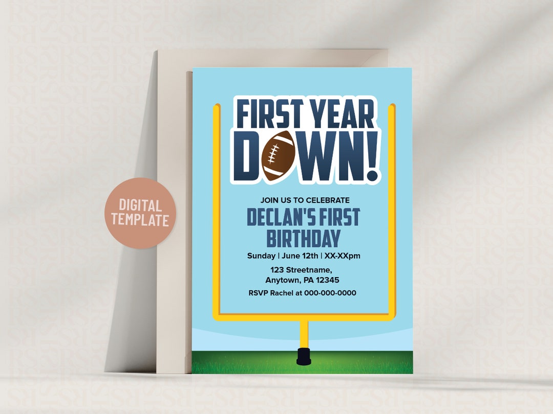 Editable Football-themed First Birthday Invitation | Digital 5x7 ...