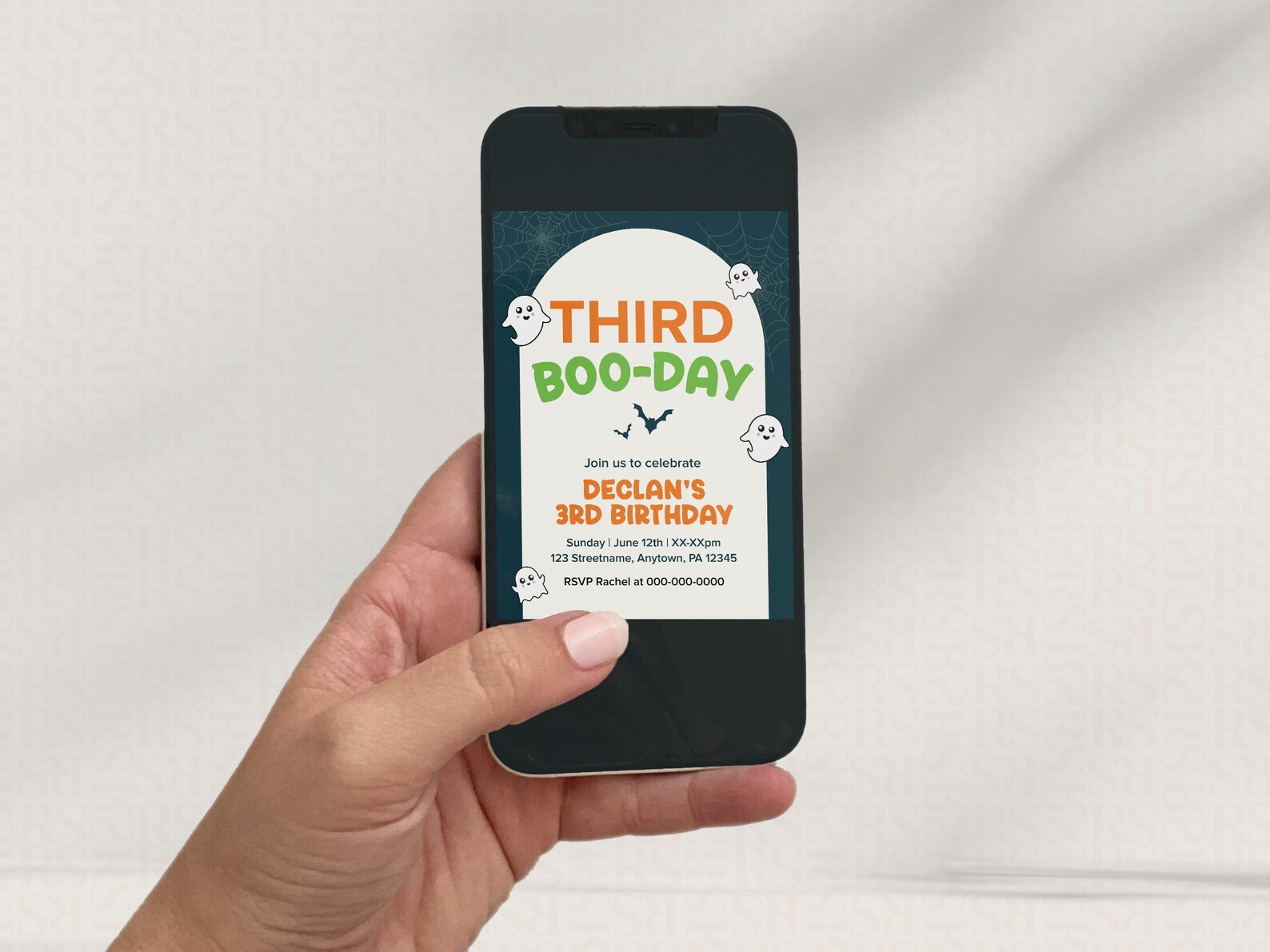 Third Boo-day Boy's Birthday Ghost Halloween Party Invite Editable ...