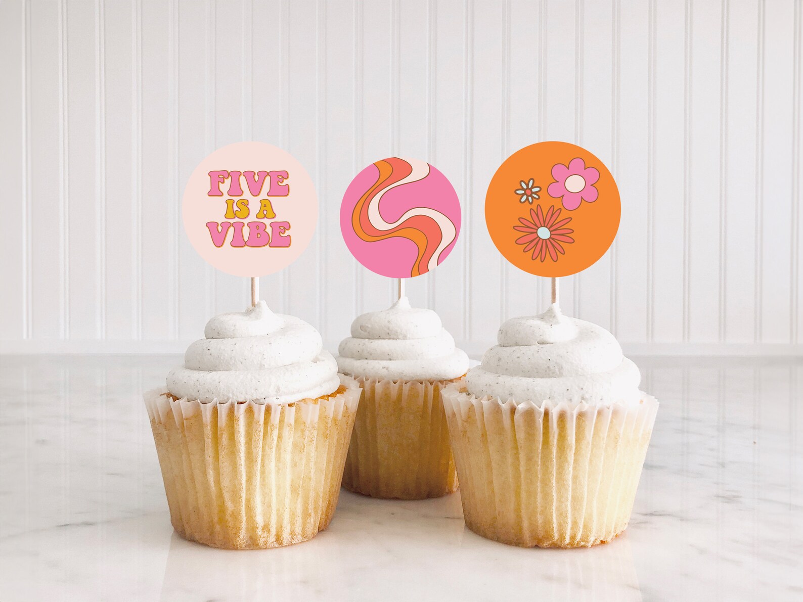 Pink Five is a Vibe Girl's Retro 5th Birthday Invitation Party Pack Bundle | Editable Digital ...