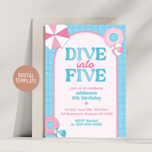 Pink Dive Into Five Summer Pool Theme Girl's 5th Birthday Party ...
