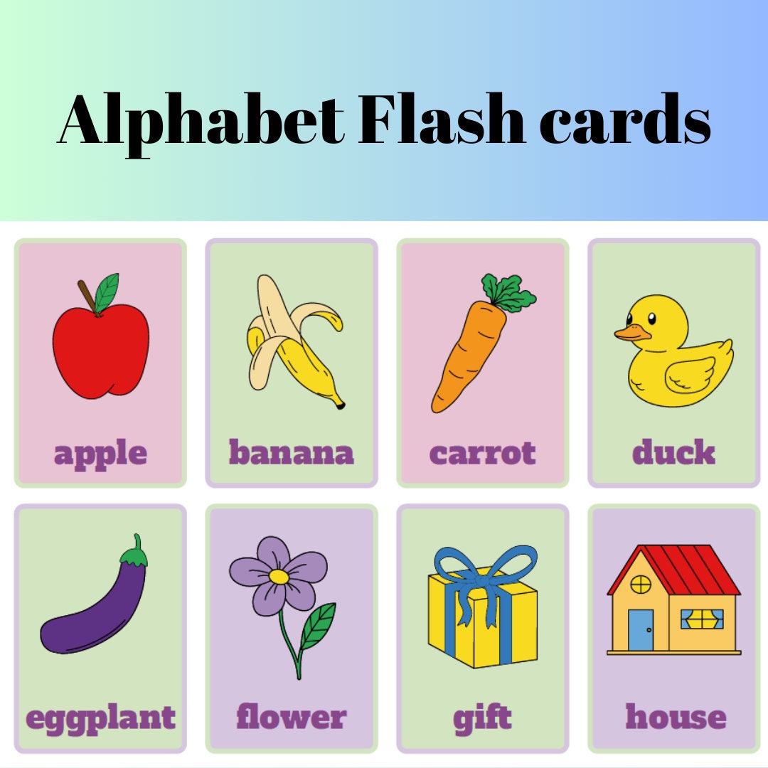Alphabet Printable Flash Cardstoddlers Preschool Early - Etsy