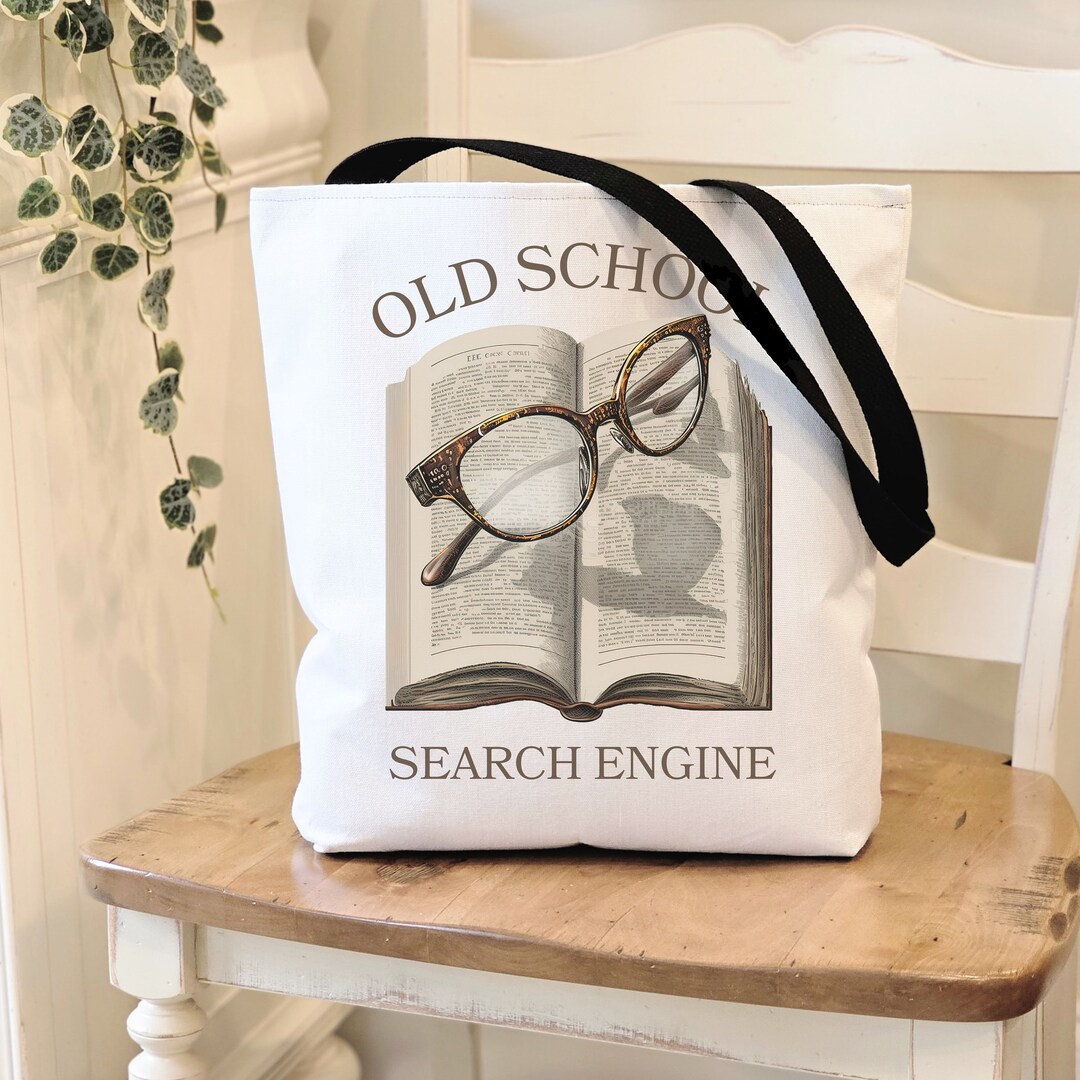 Reading Funny Tote Bag, Old School Search Engine Bag, Reading Nerd Book ...