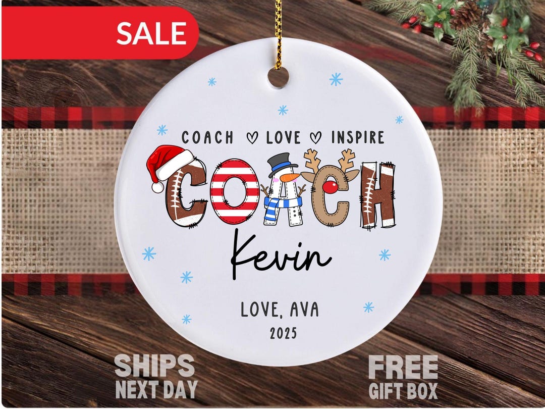 Personalized Football Coach Christmas Ornament, Custom Thank You Coach ...