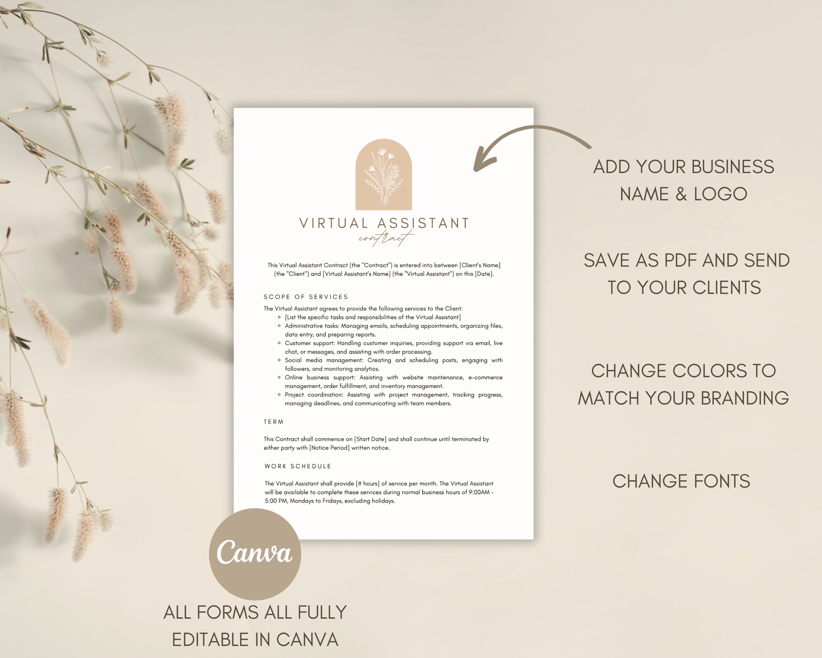 Virtual Assistant Contract, Virtual Assistant, Virtual Assistant ...