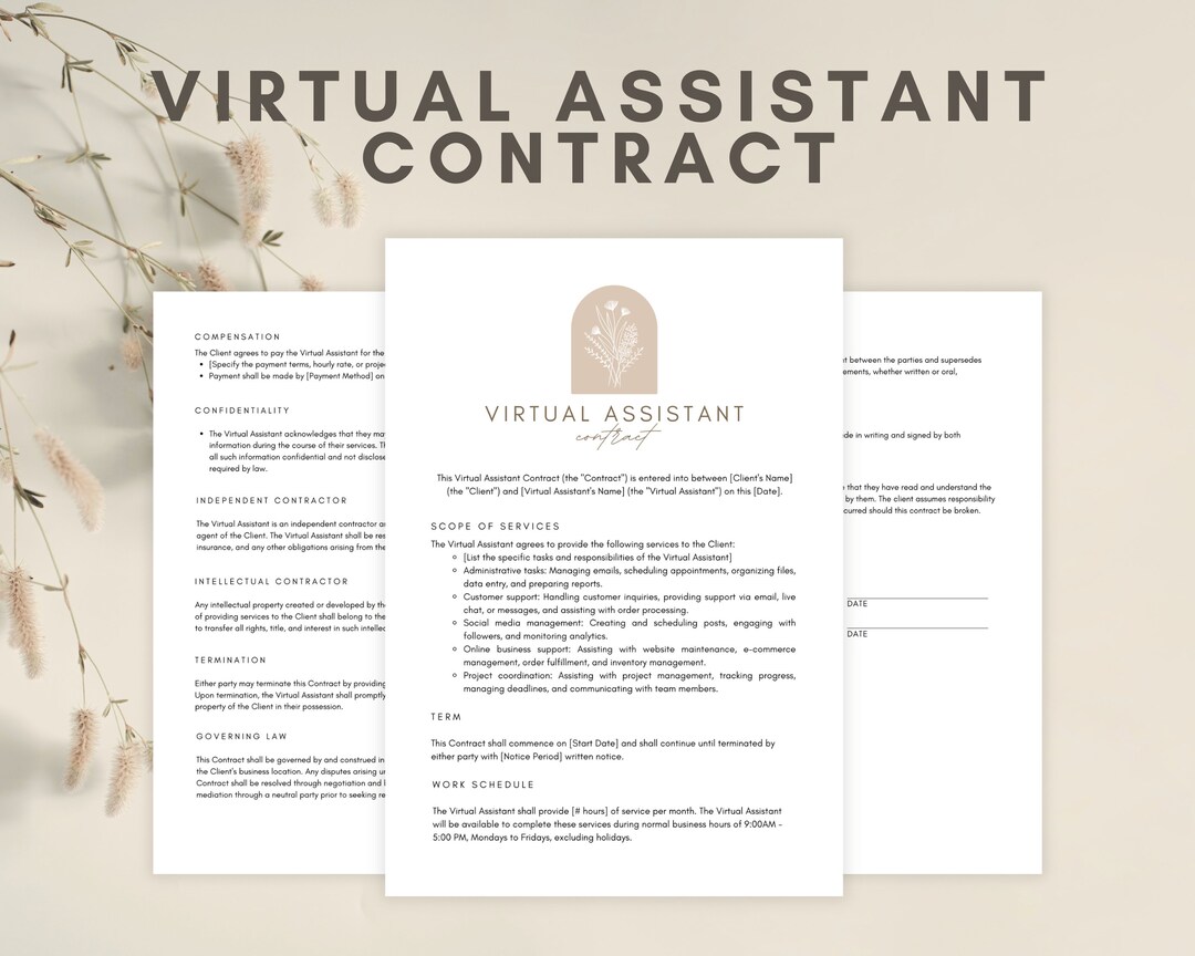 Virtual Assistant Contract, Virtual Assistant, Virtual Assistant ...