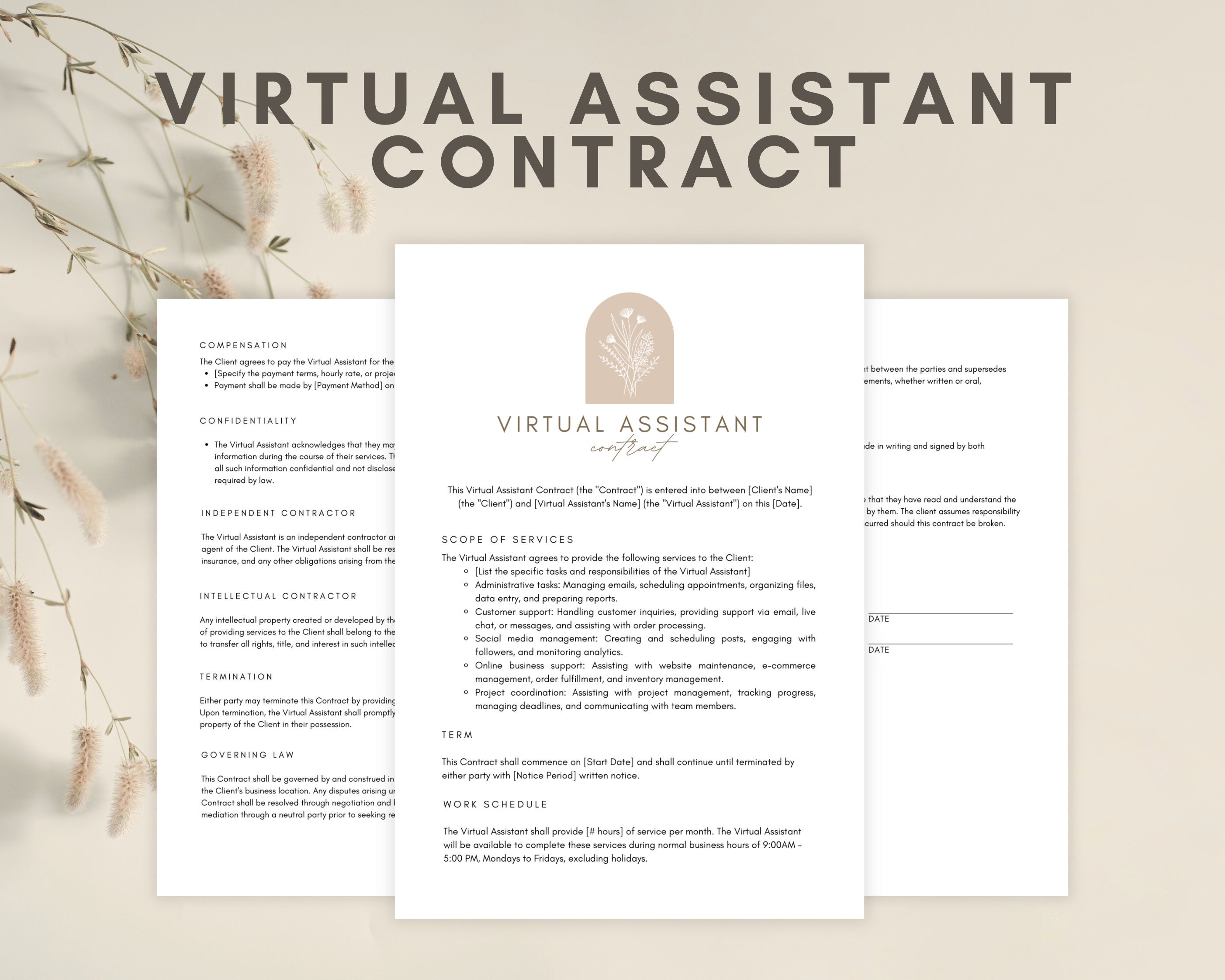 Virtual Assistant Contract, Virtual Assistant, Virtual Assistant ...