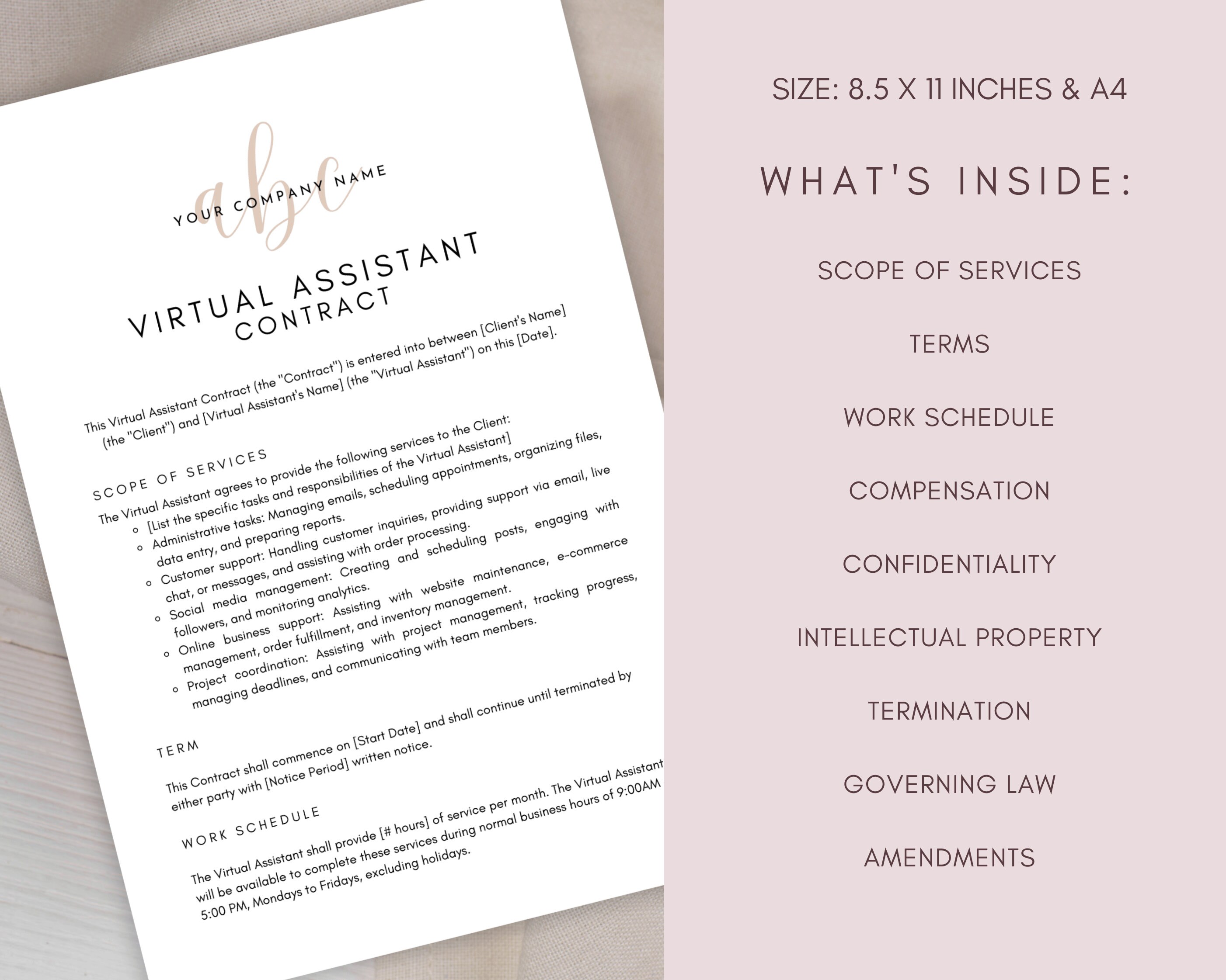 Virtual Assistant Contract, Virtual Assistant, Virtual Assistant ...