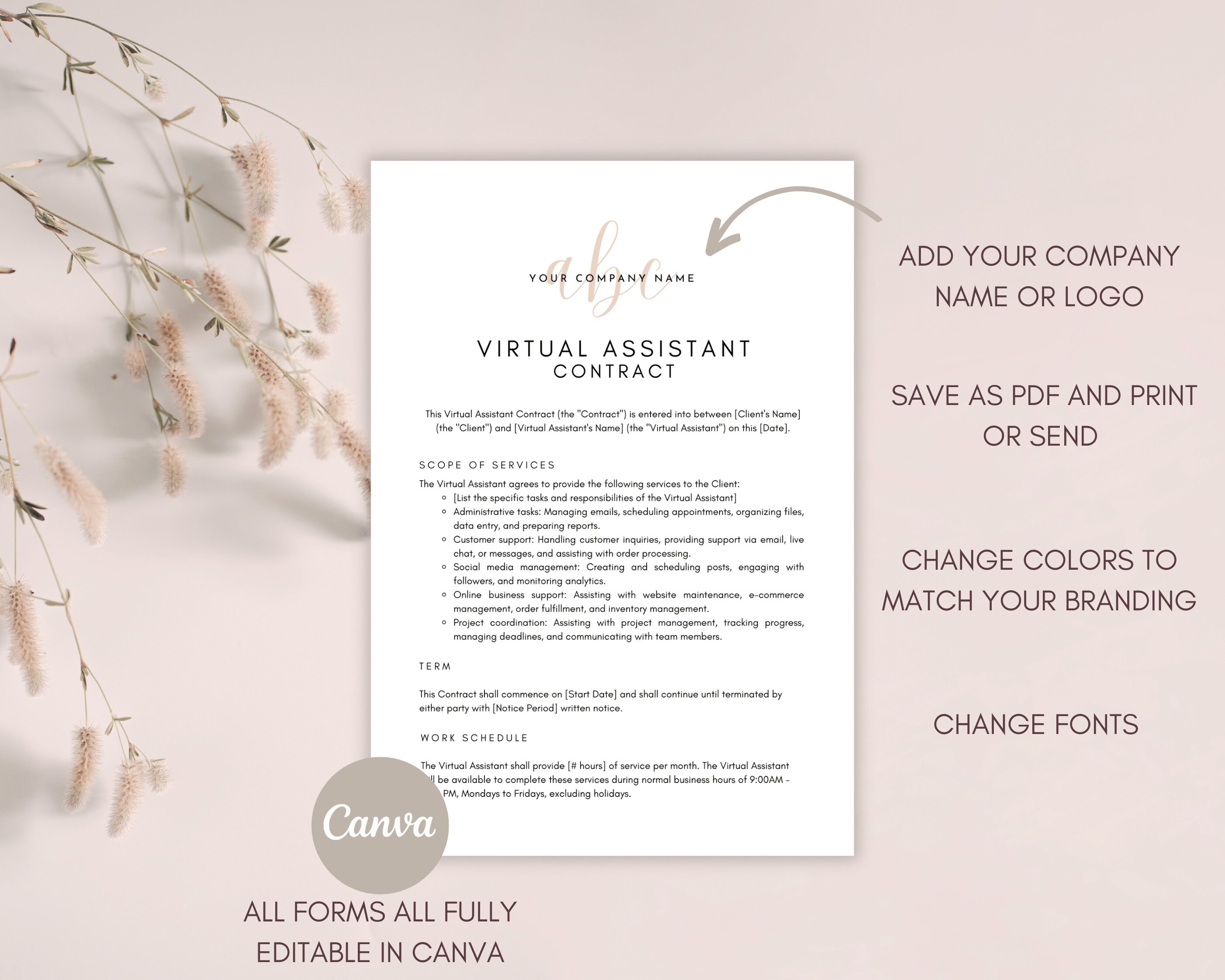Virtual Assistant Contract, Virtual Assistant, Virtual Assistant ...