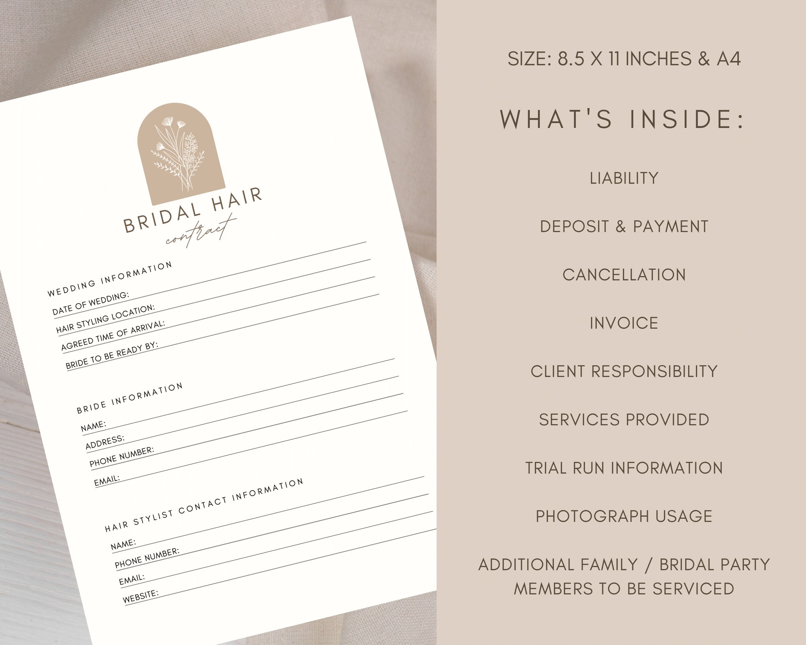 Bridal Hair Contract, Wedding Hair Contract, Bridal Hair Contract ...