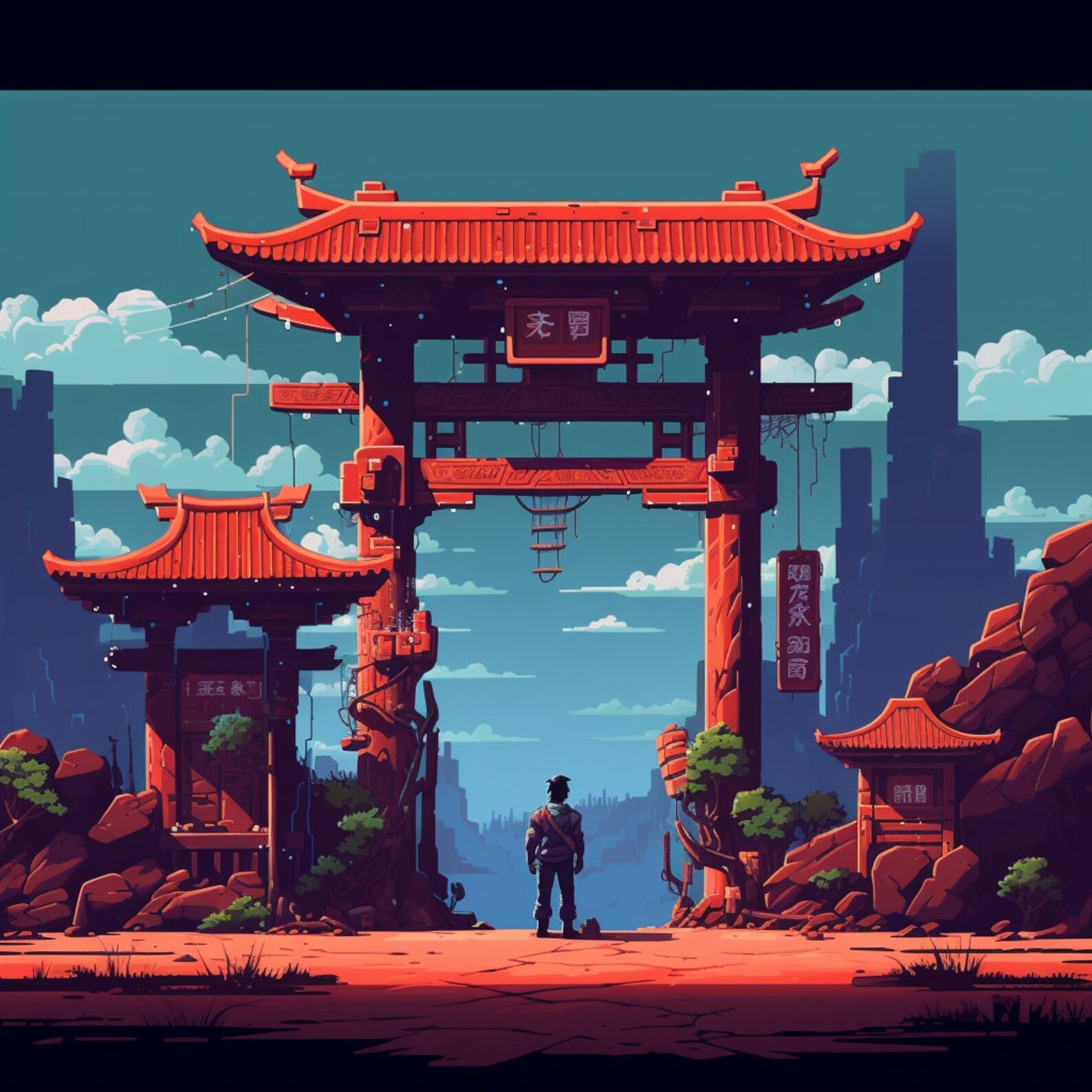 Anime Western Shinto Shrine Art - Etsy
