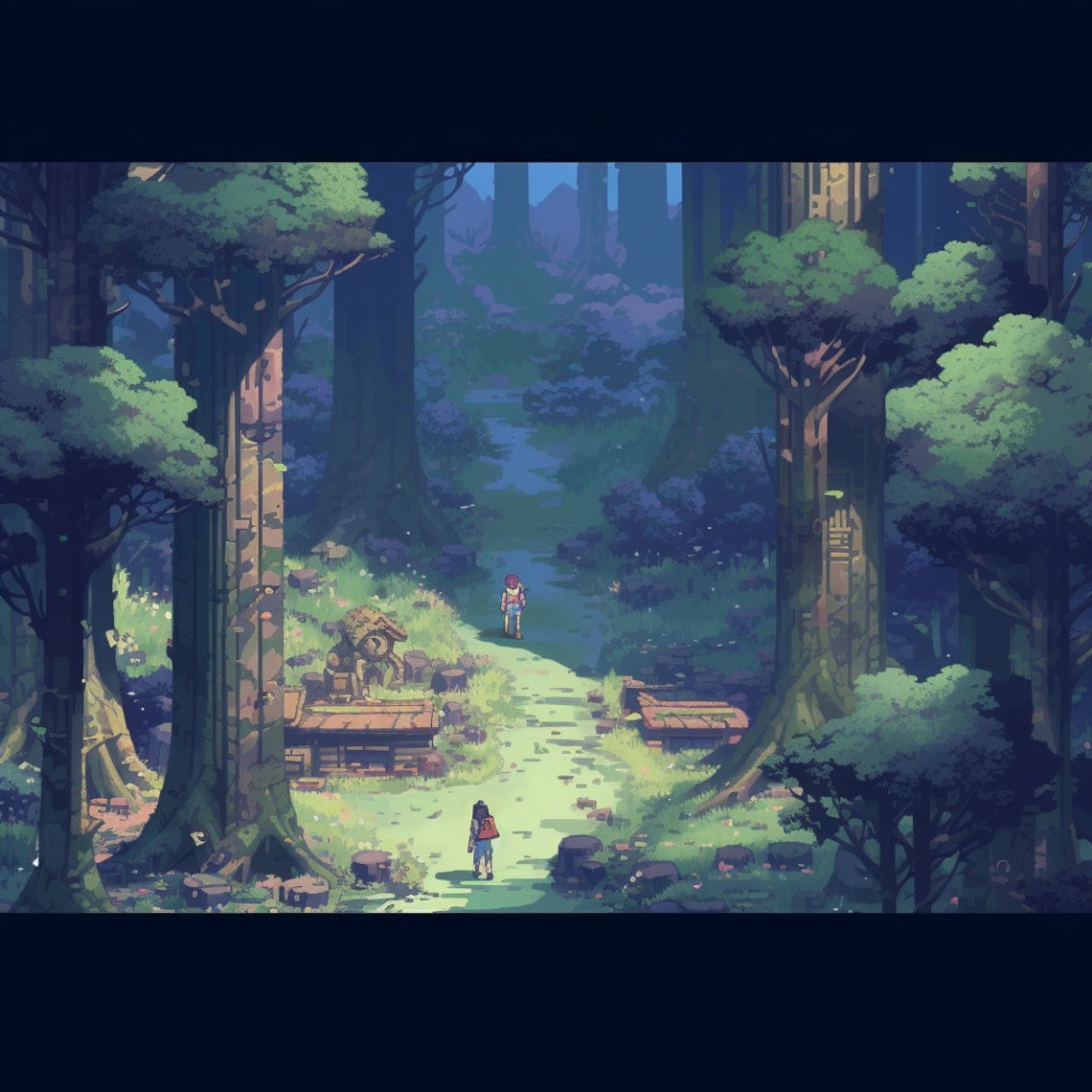 Anime Forest Art - Etsy