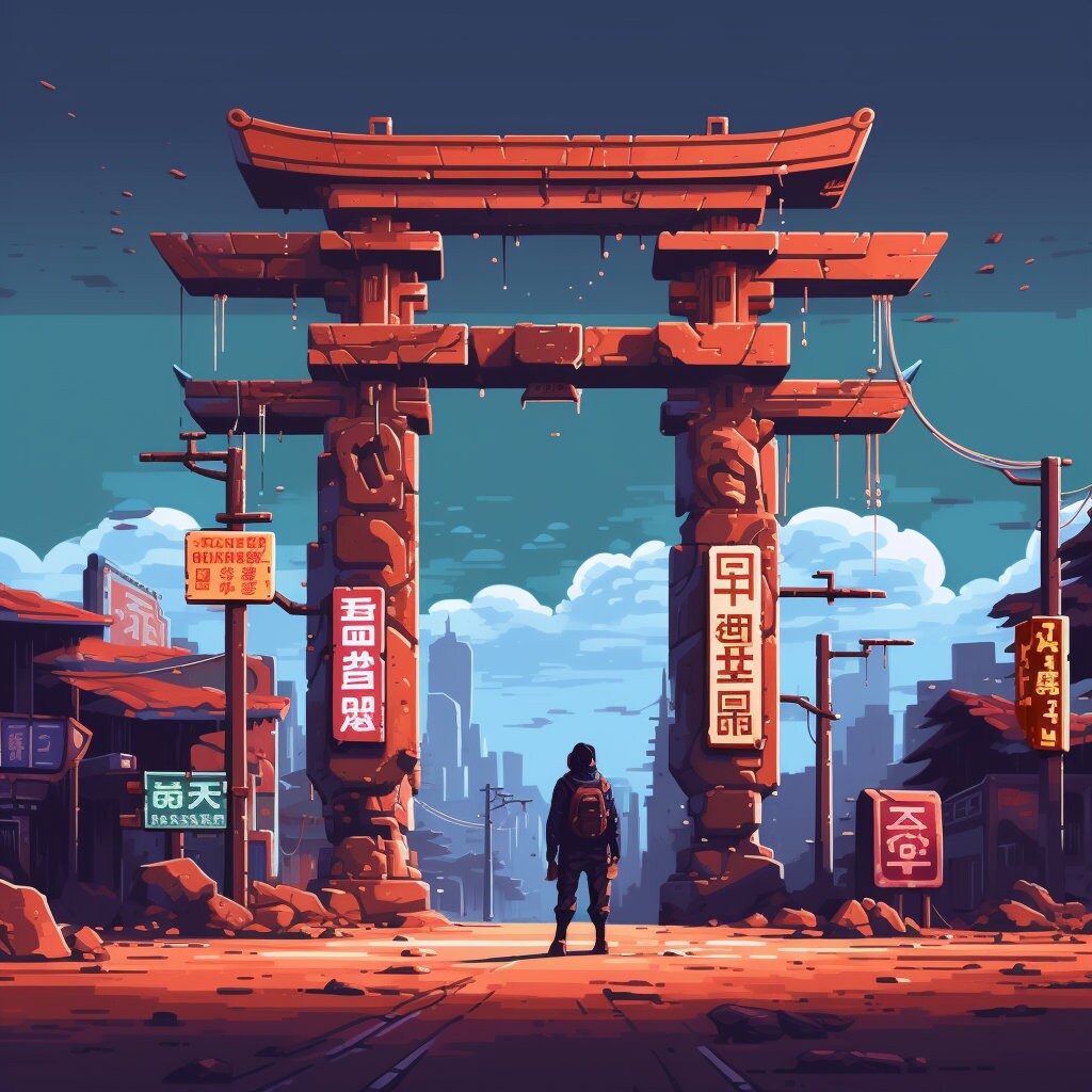 Anime Western Shinto Shrine Art - Etsy