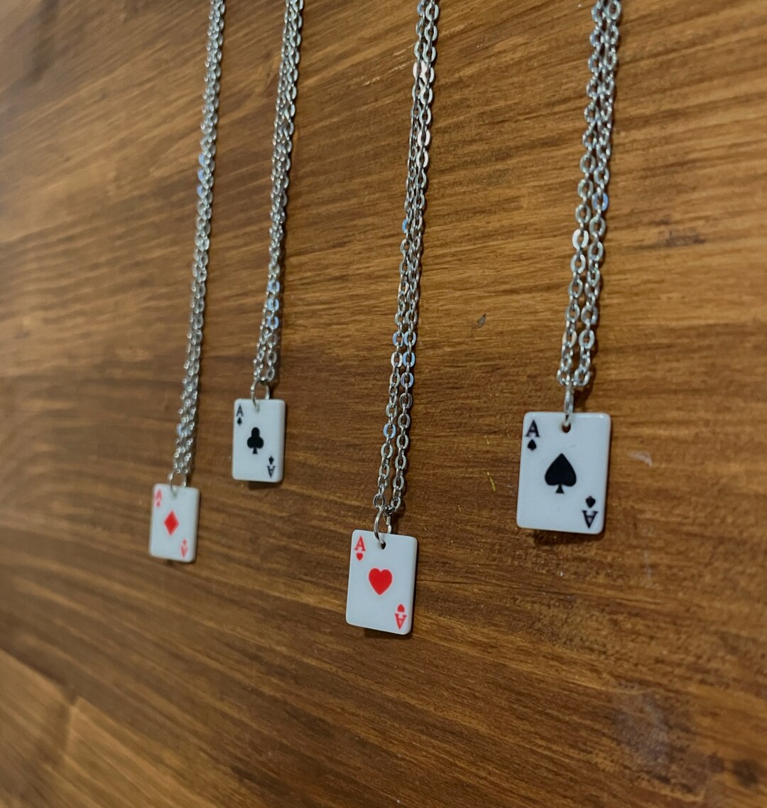 Ace Playing Card Necklaces - Ace of Hearts, Ace of Spades, Ace of Clubs ...