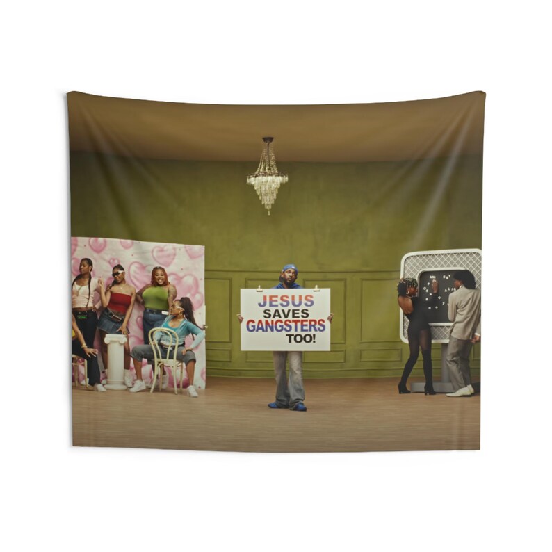 Kendrick Lamar Jesus Saves Gangsters Too Tapestry Flag for College Dorm ...