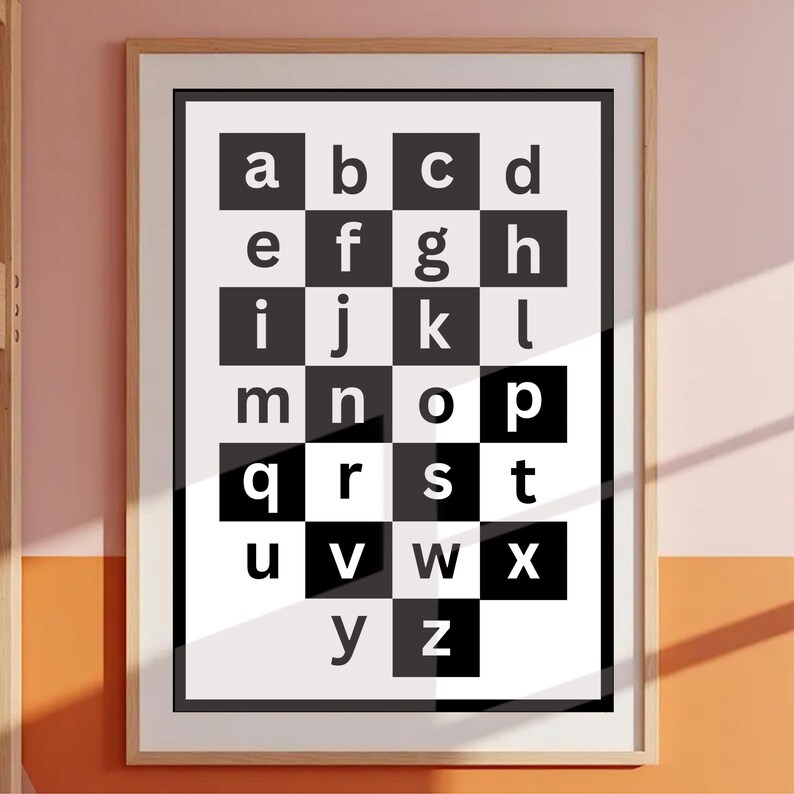 Printable Alphabet – Modern Black & White ABC Chart Wall Room or ...