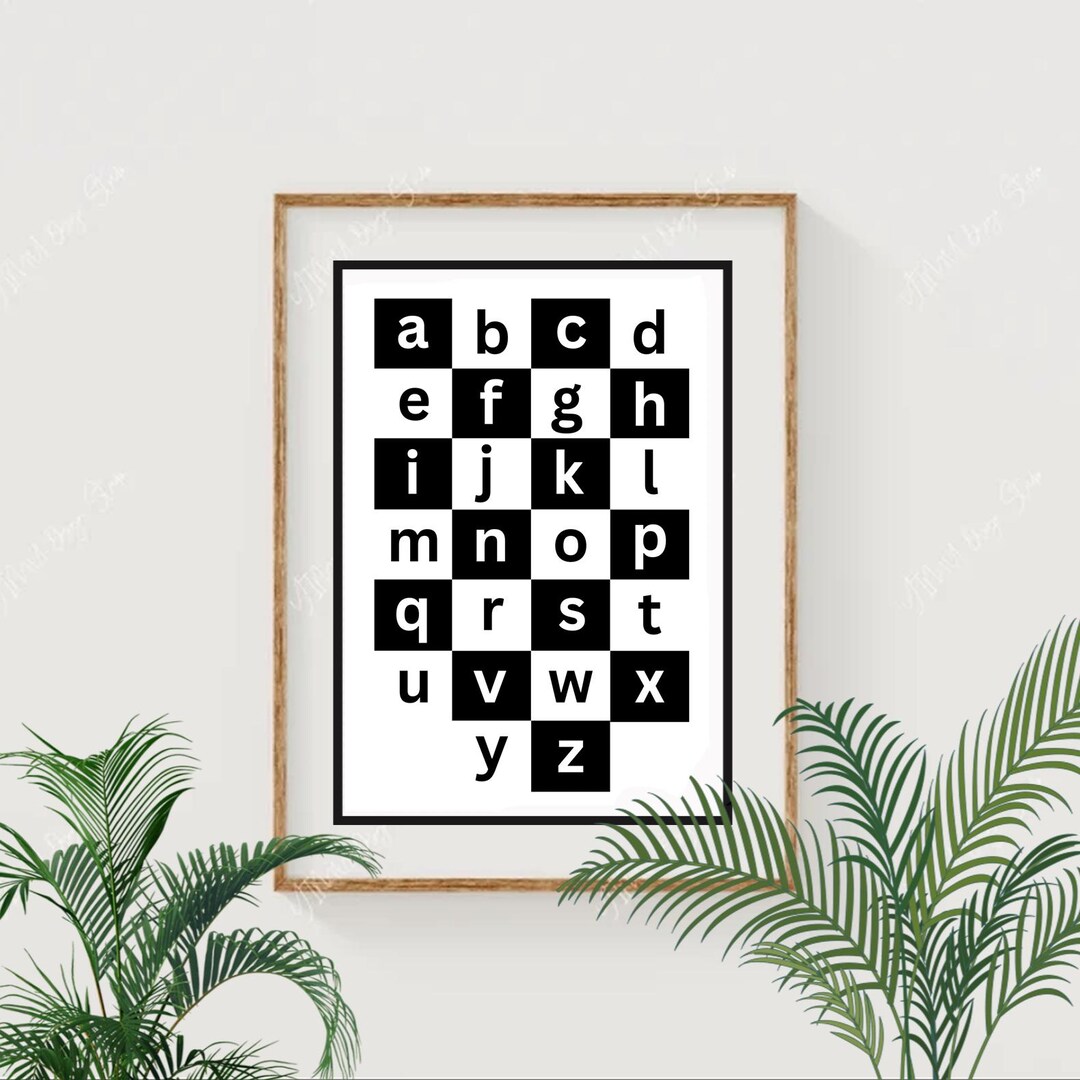 Printable Alphabet – Modern Black & White ABC Chart Wall Room or ...